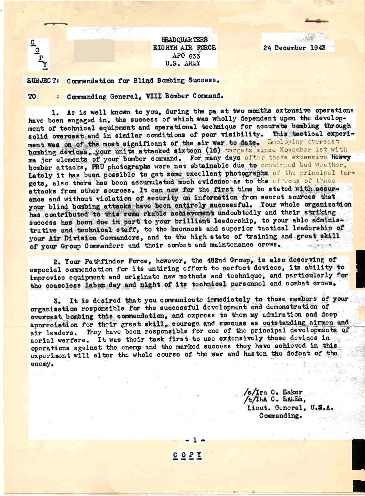 482nd Special Commendation | 482nd Bombardment Group (P)